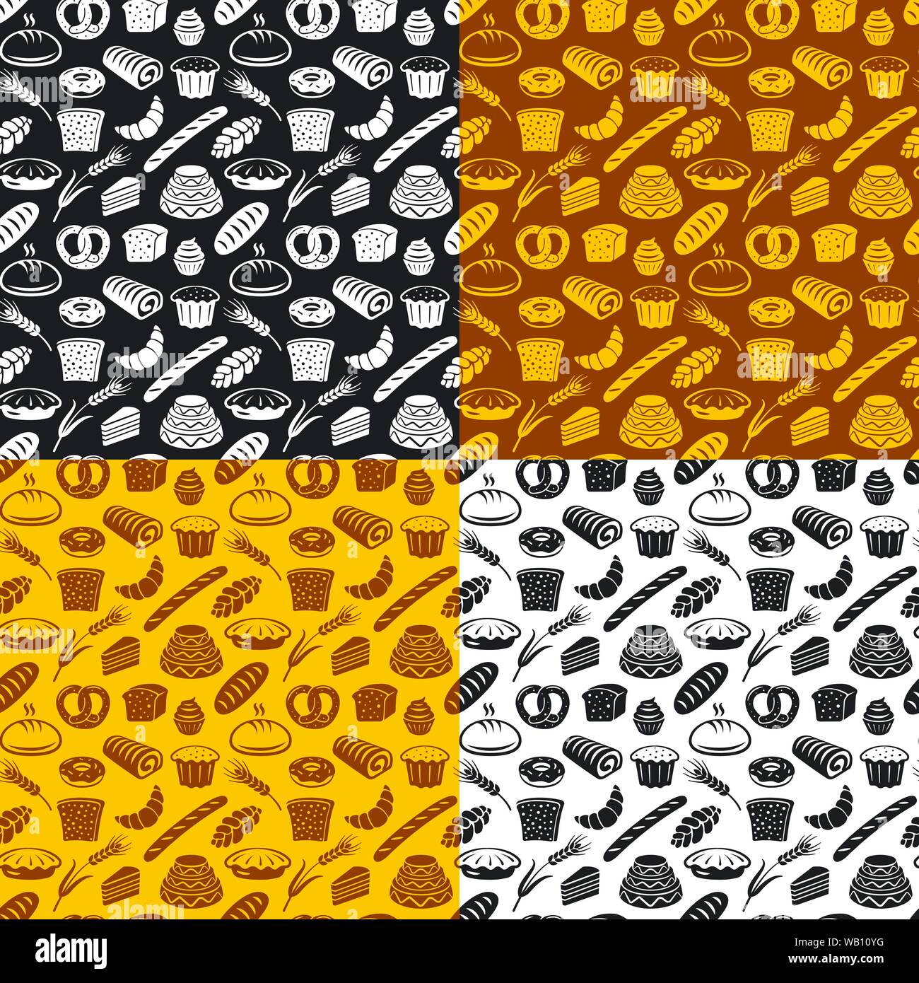 illustration of seamless pattern of different kind of bread and bakery ...