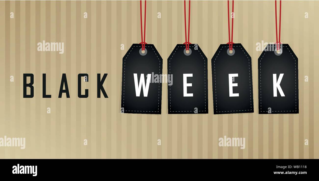 black week promotion hanging label on abstract paper background vector ...