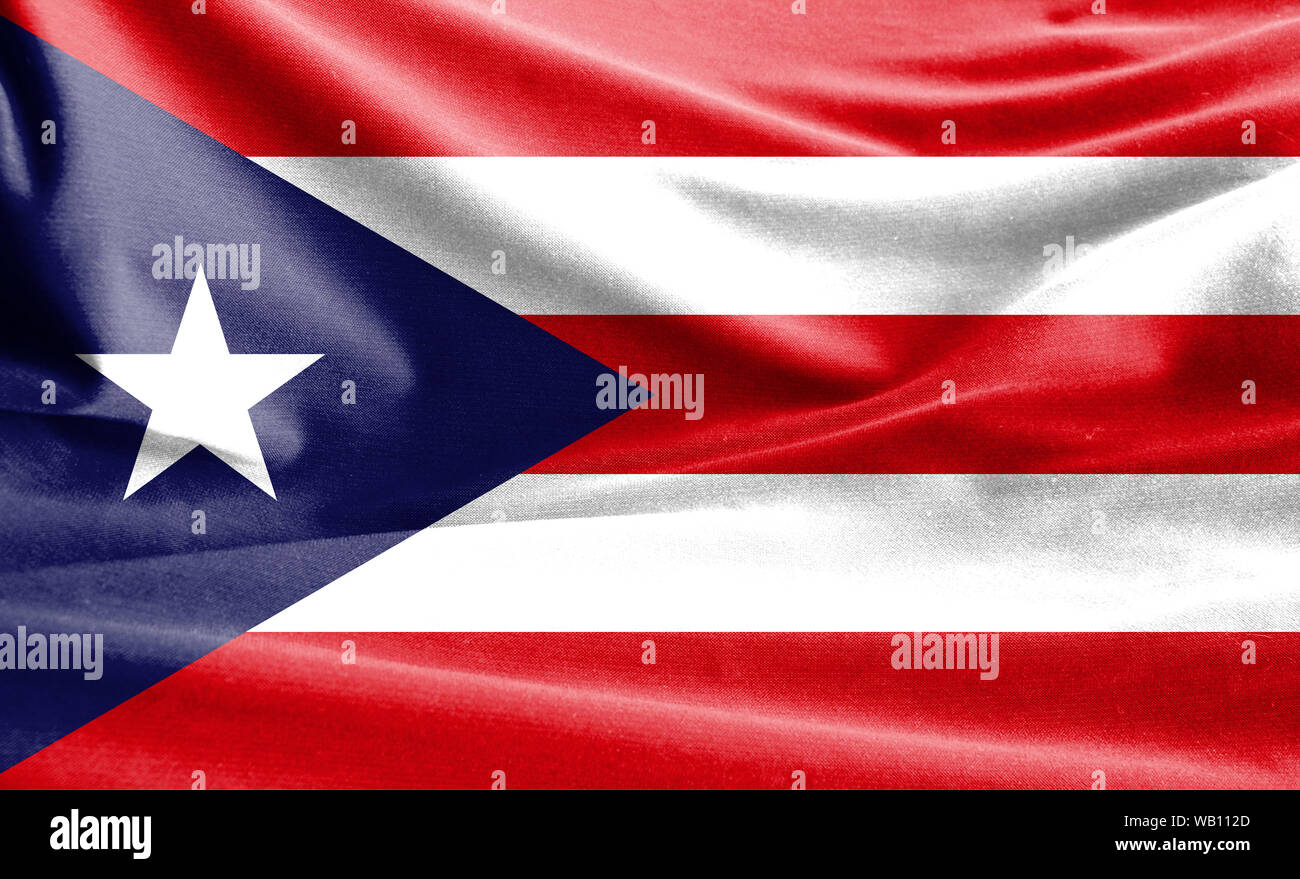 Realistic flag of Puerto Rico on the wavy surface of fabric Stock Photo ...