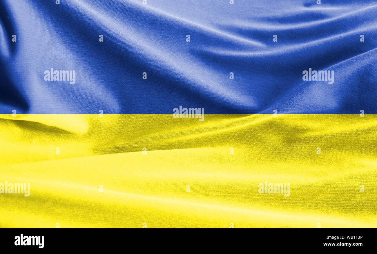 Realistic flag of Ukraine on the wavy surface of fabric Stock Photo - Alamy
