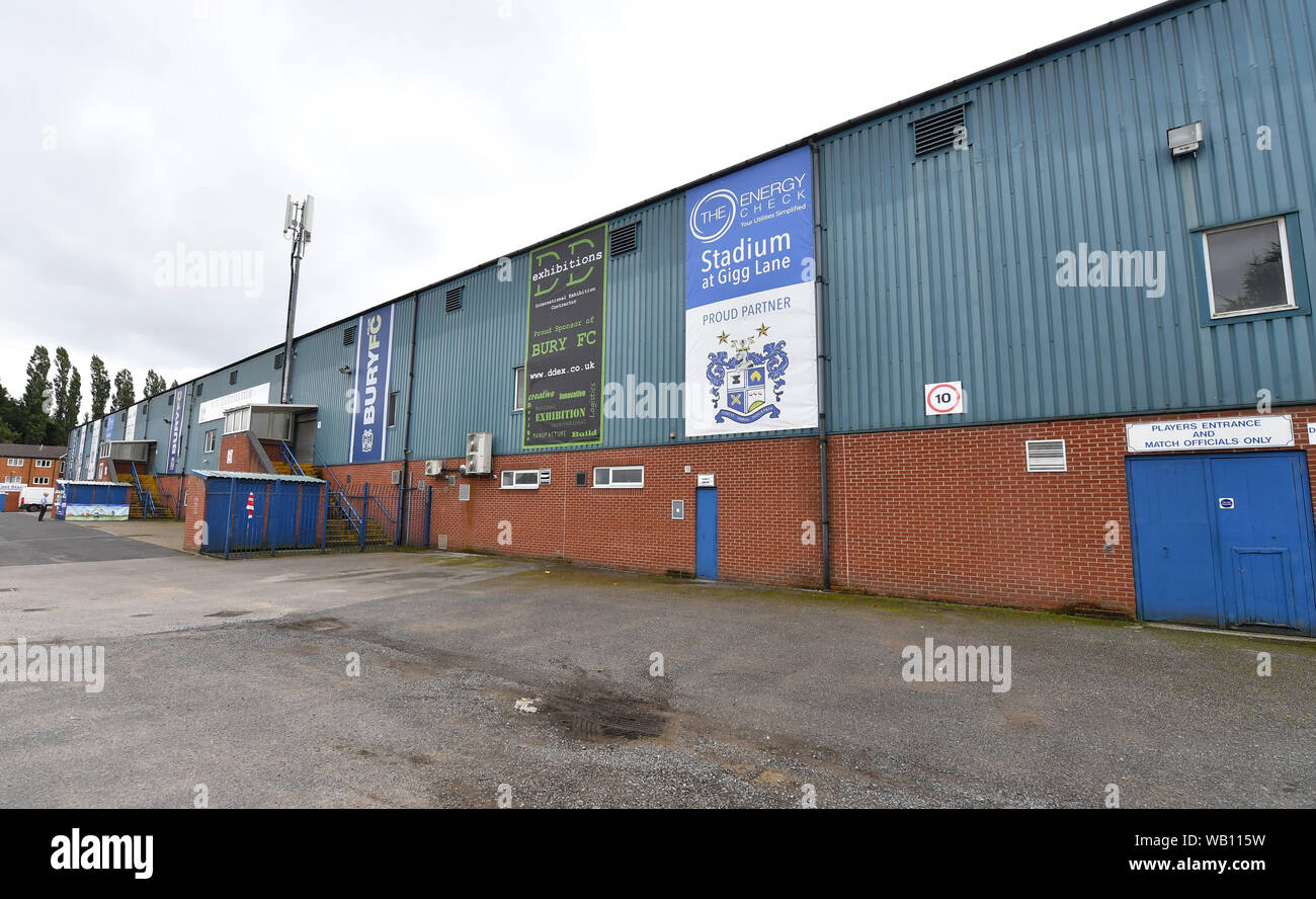 A view of Gigg Lane, home of Bury FC Stock Photo - Alamy