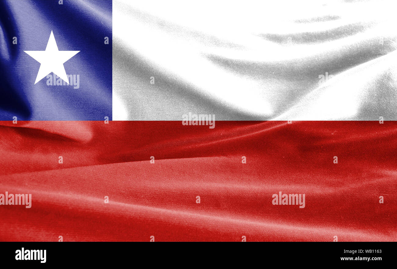 Realistic flag of Chile on the wavy surface of fabric Stock Photo - Alamy