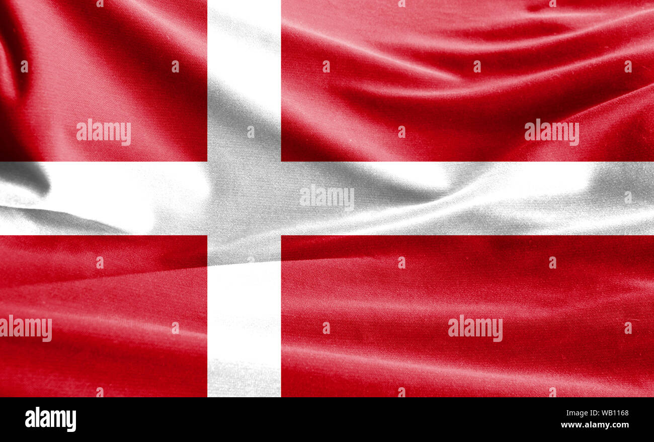 Realistic flag of Denmark on the wavy surface of fabric Stock Photo - Alamy
