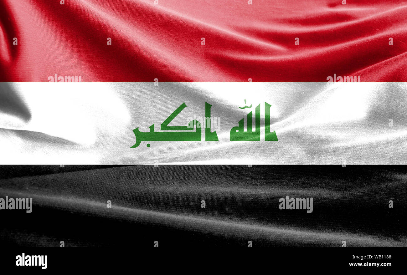 Realistic flag of Iraq on the wavy surface of fabric Stock Photo - Alamy