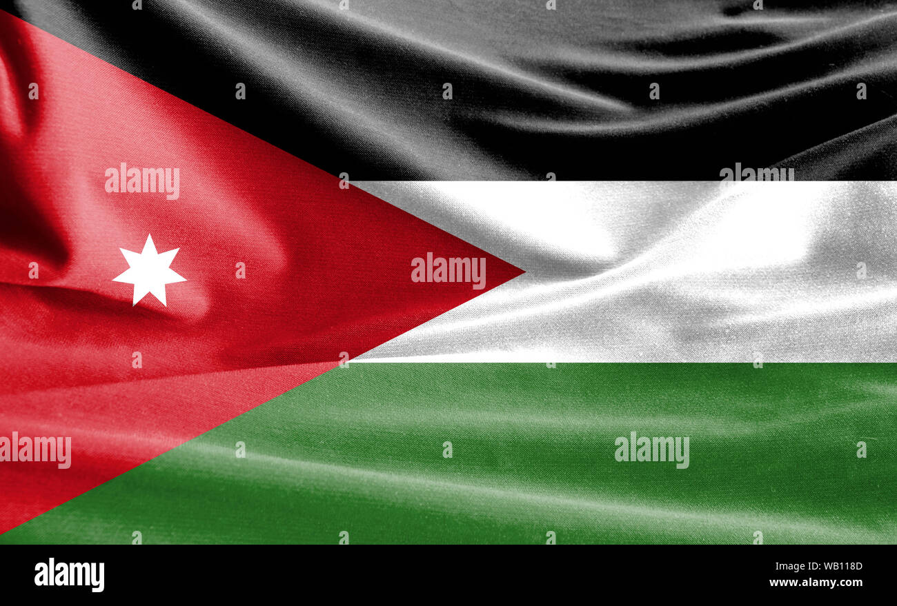 Realistic flag of Jordan on the wavy surface of fabric Stock Photo - Alamy