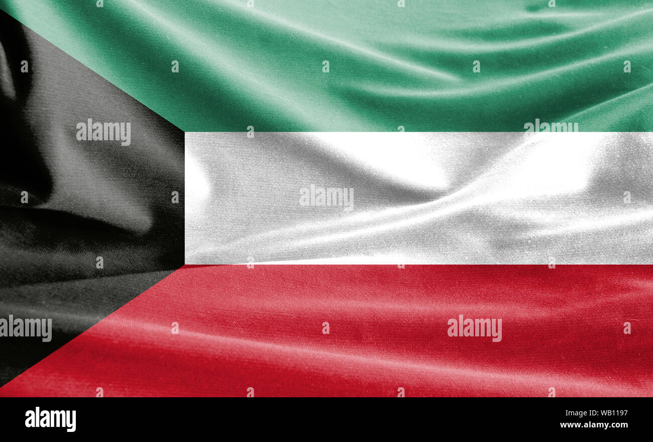 Realistic flag of Kuwait on the wavy surface of fabric Stock Photo - Alamy