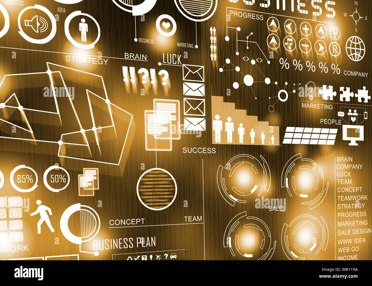 Digital business background image with icons on media screen Stock ...