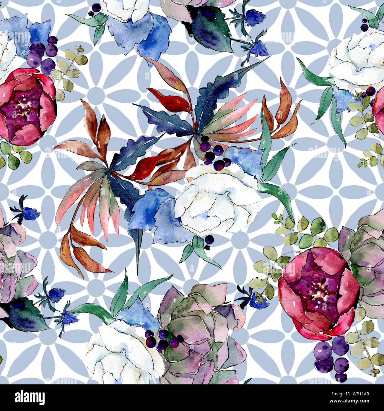 Bouquet floral botanical flowers. Watercolor background illustration ...