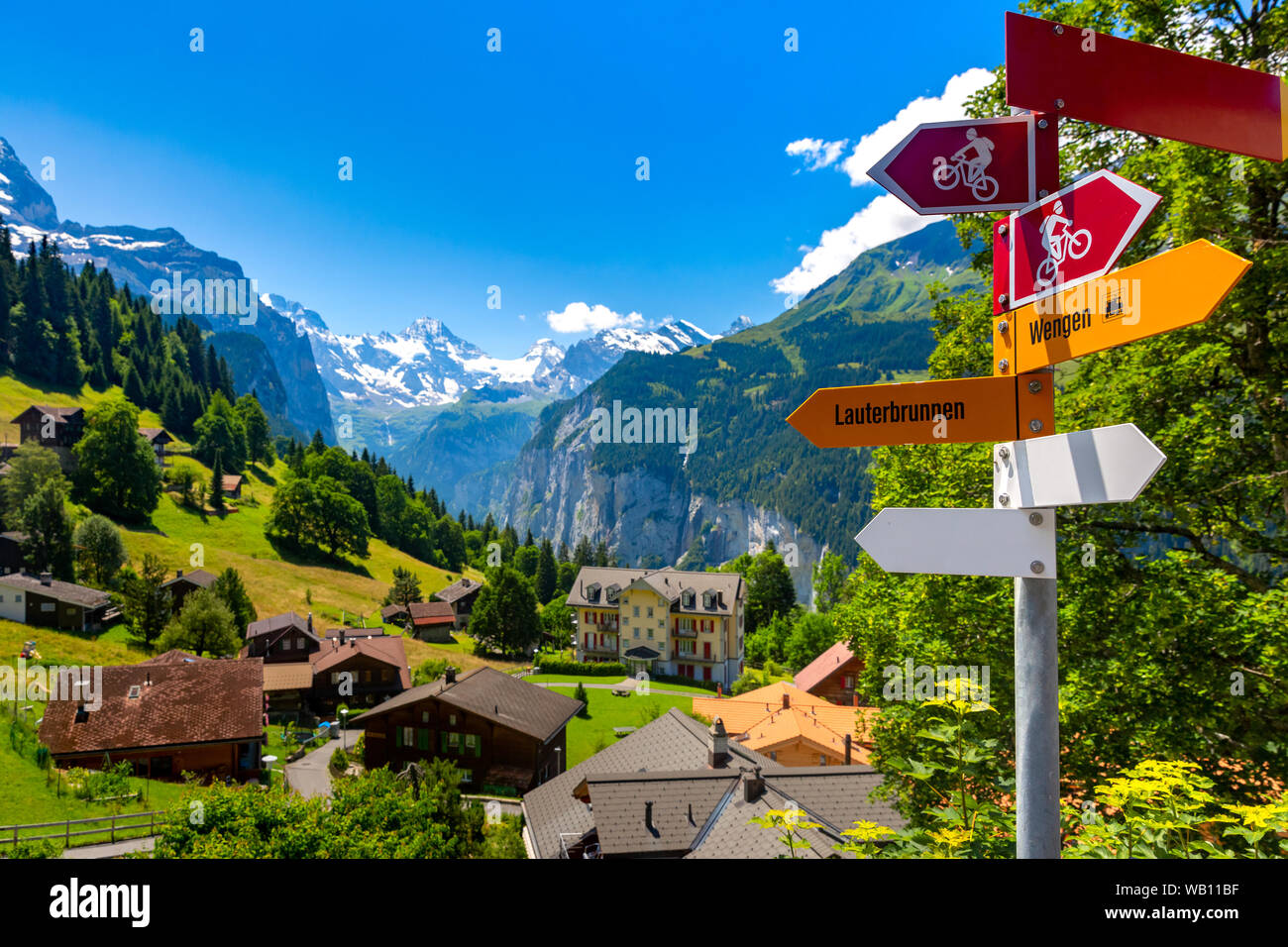Mountain village Wengen, Switzerland Stock Photo - Alamy