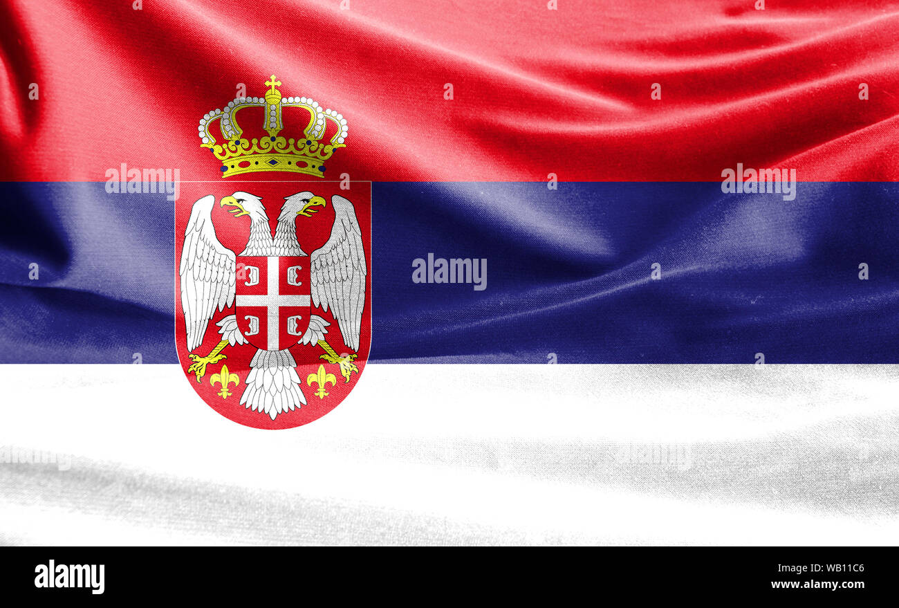 Realistic flag of Serbia on the wavy surface of fabric Stock Photo - Alamy