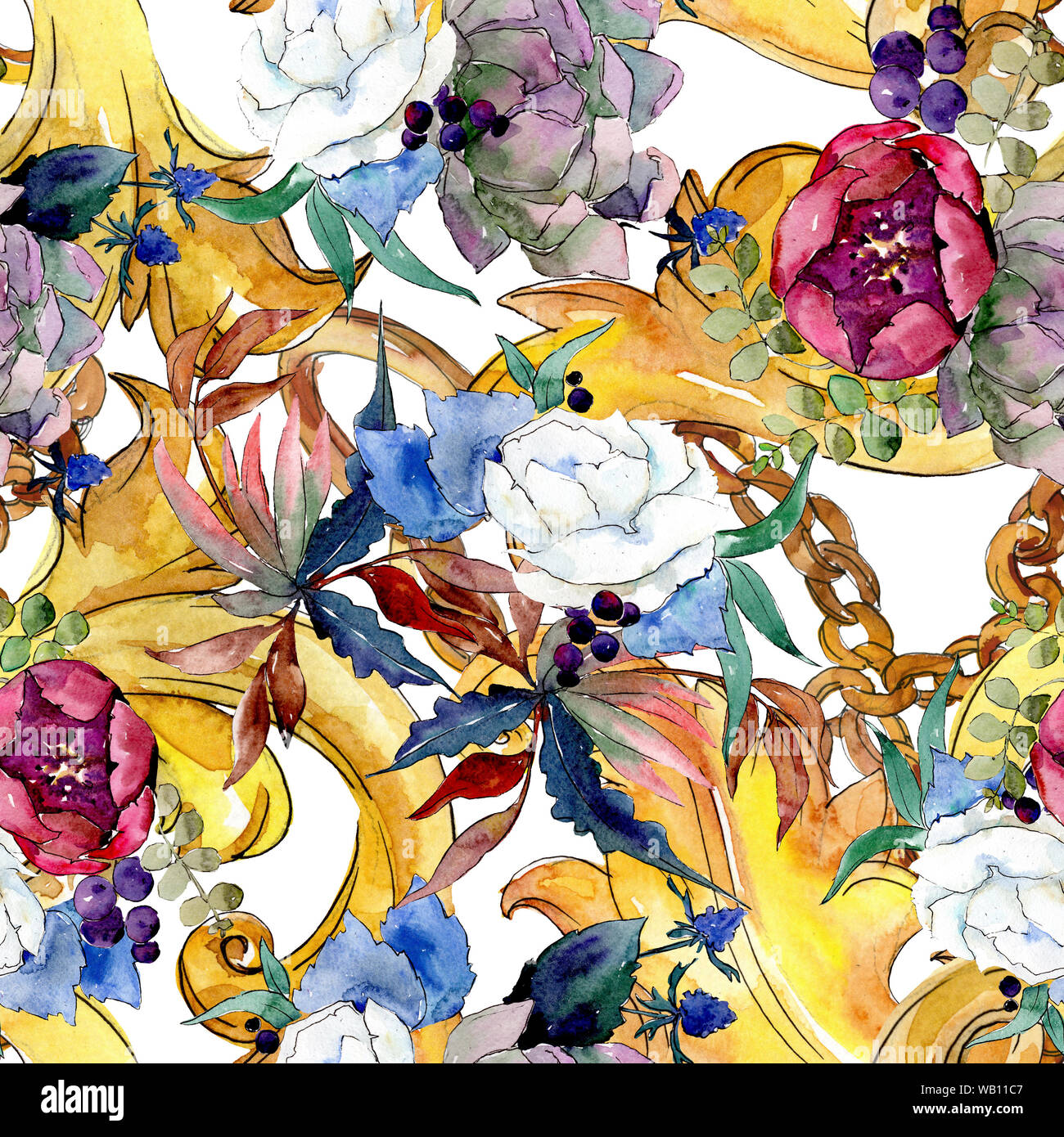 Bouquet floral botanical flowers. Watercolor background illustration ...