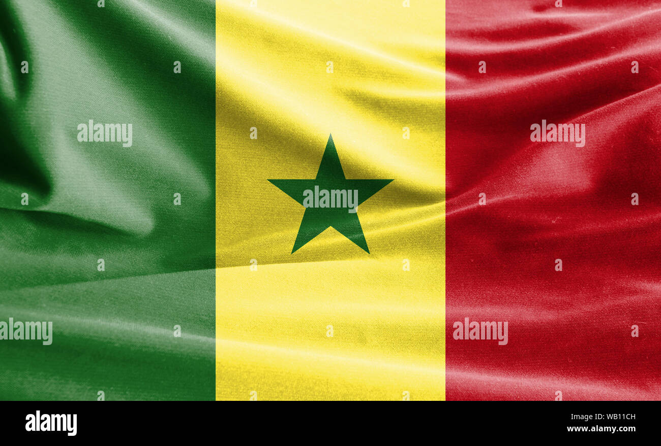 Realistic flag of Senegal on the wavy surface of fabric Stock Photo - Alamy