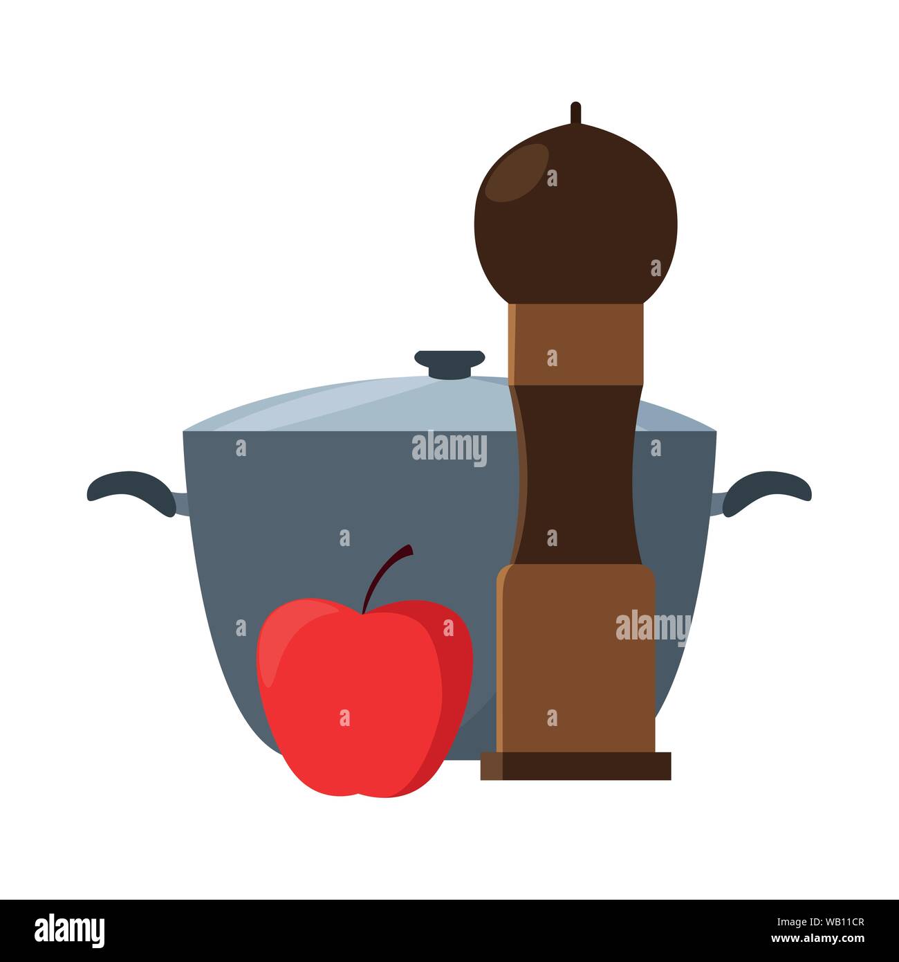 pot cucumber apple preparation cooking vector illustration Stock Vector ...