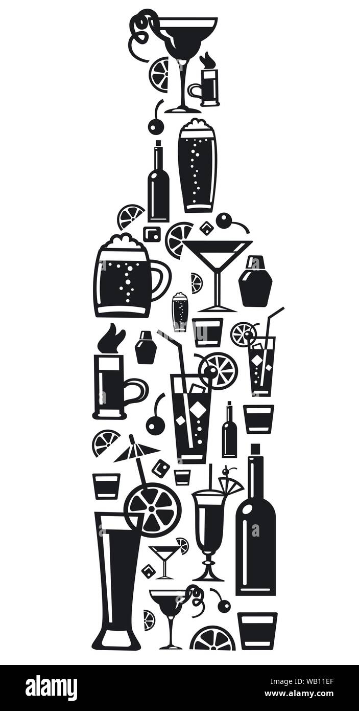 illustration of the sign of the alcohol bar drinks and beverages Stock ...