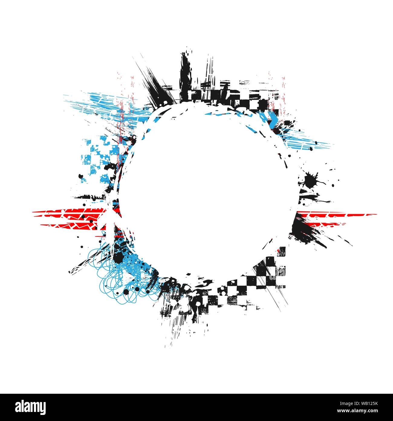 Black grunge circle frame with red and blue race elements Stock Vector ...