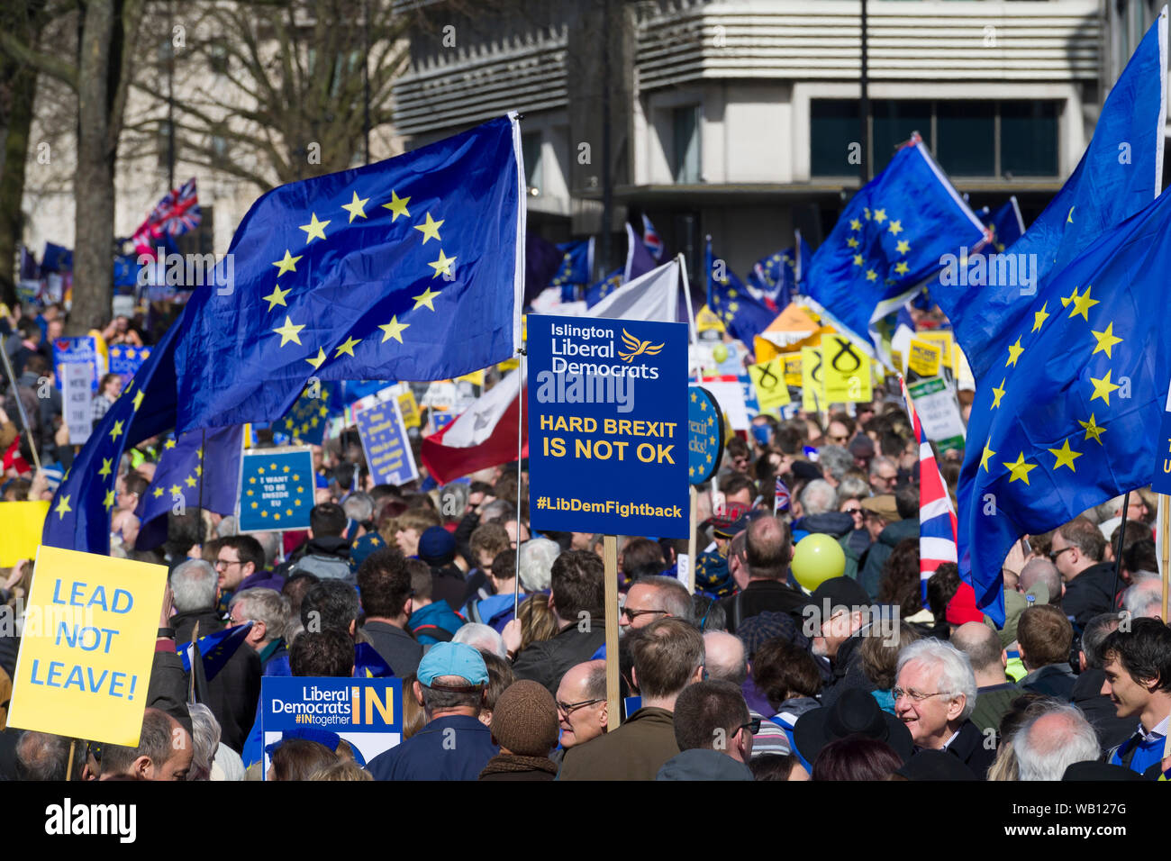 Unite for Europe, Pro European Union march, Park Lane, London, Britain ...