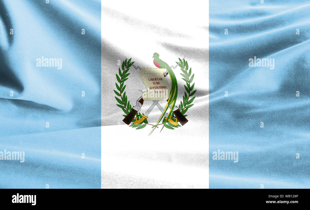 Realistic flag of Guatemala on the wavy surface of fabric Stock Photo ...