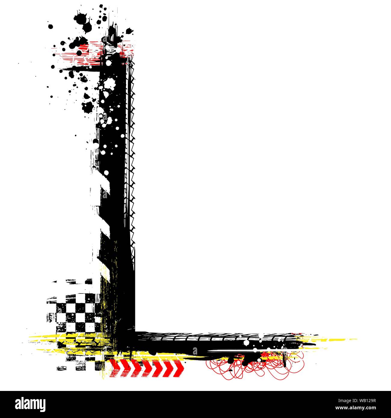 Black grunge corner frame with red and yellow race elements Stock ...