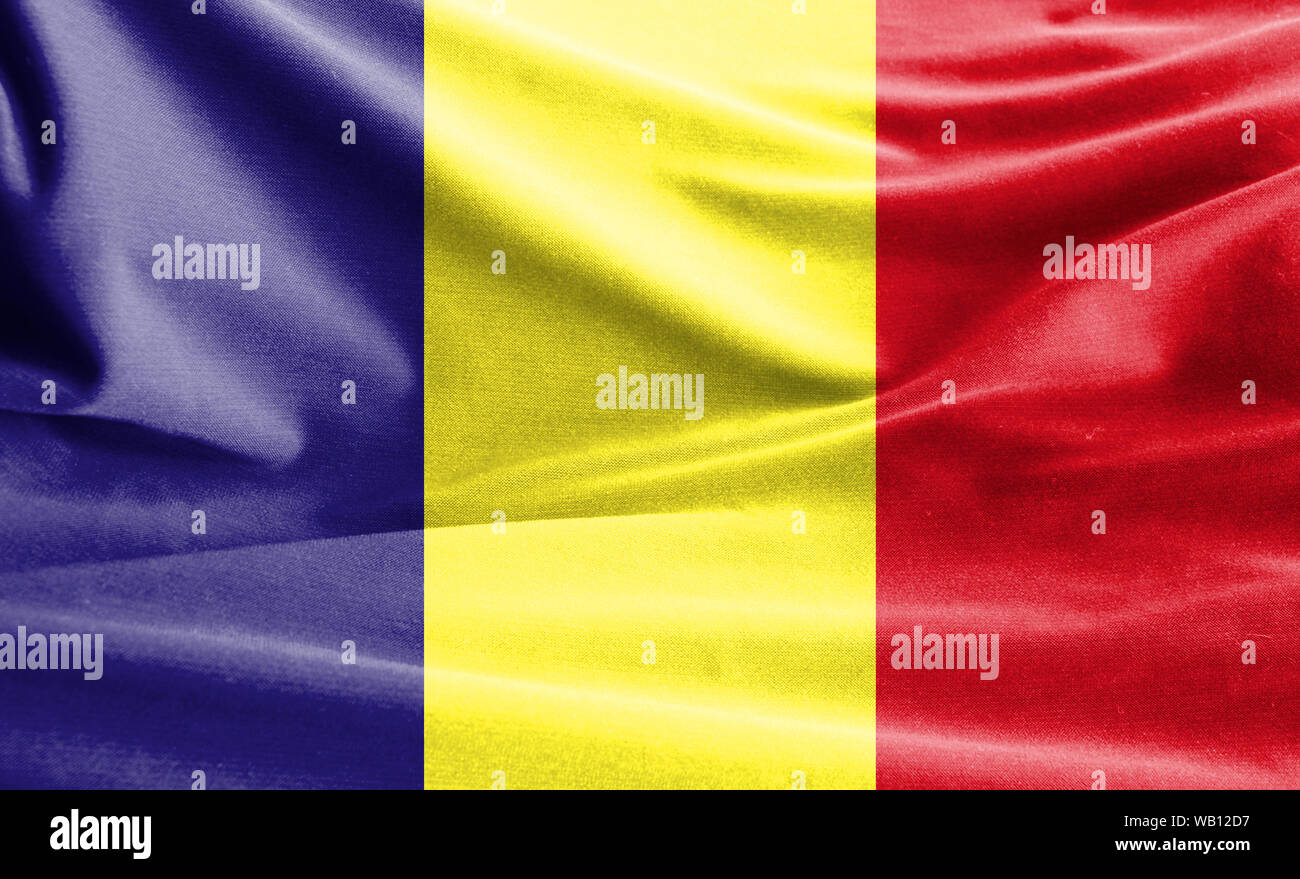 Realistic flag of Romania on the wavy surface of fabric Stock Photo - Alamy