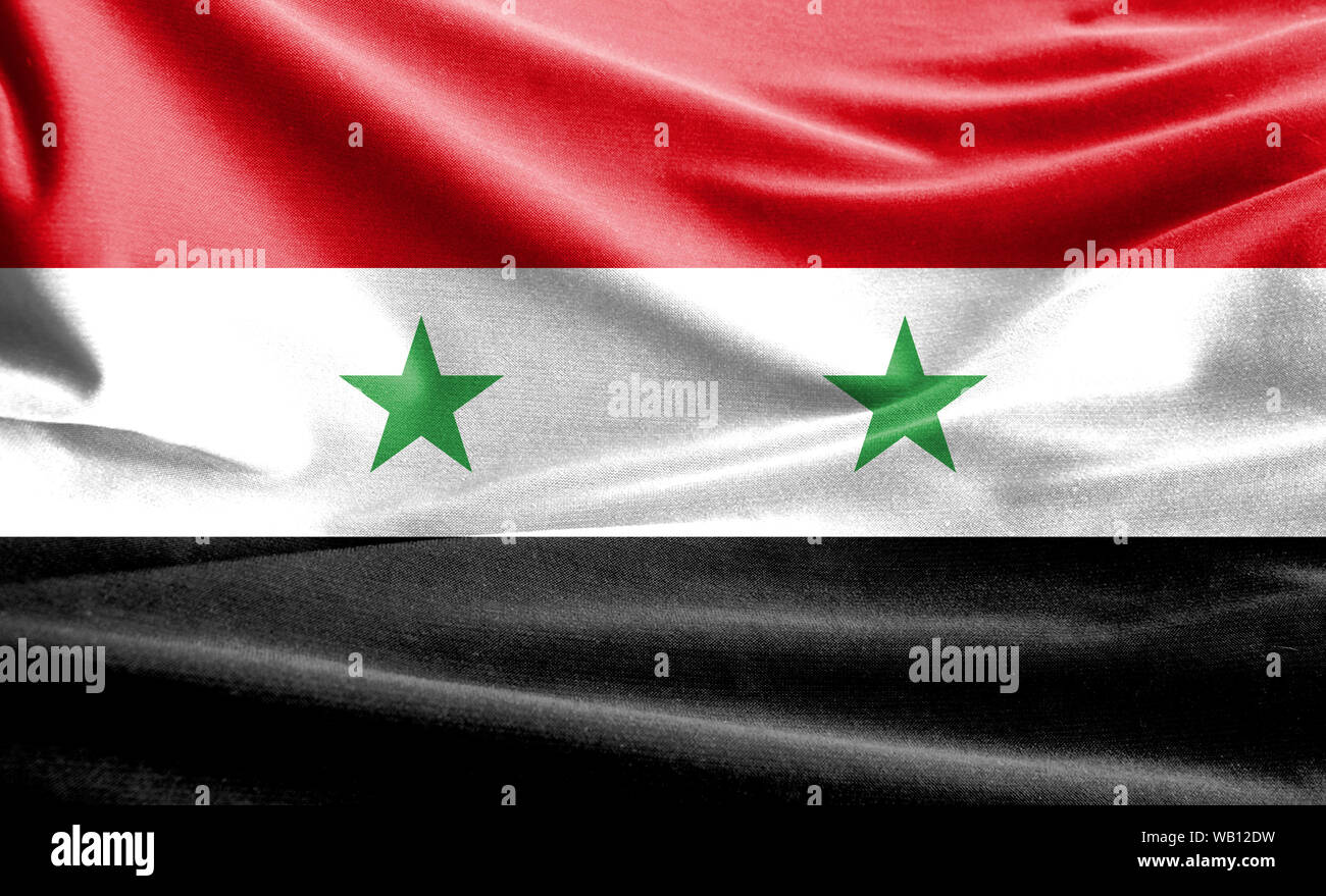 Realistic flag of Syria on the wavy surface of fabric Stock Photo - Alamy