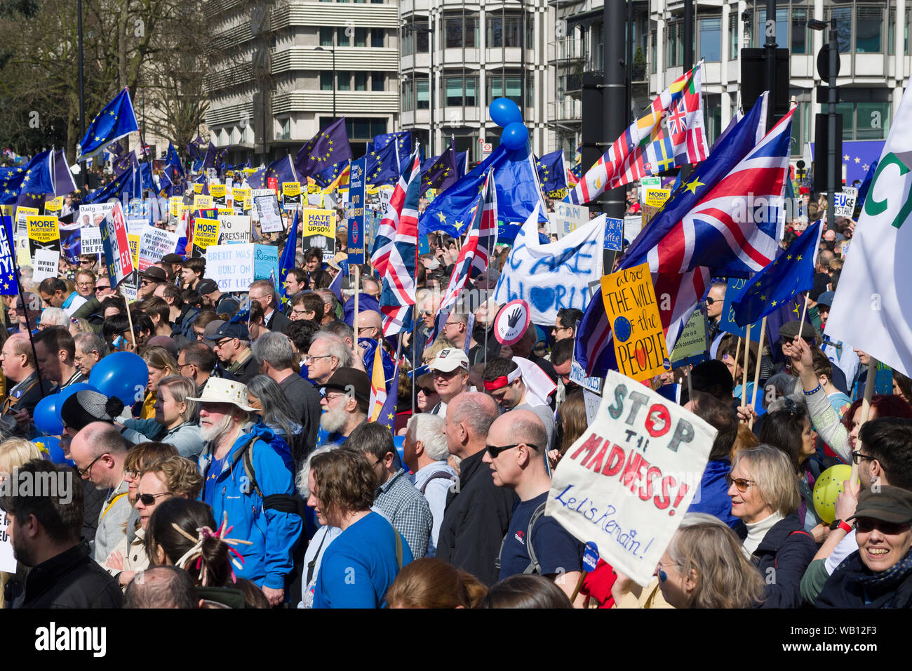 Unite for Europe, Pro European Union march, Park Lane, London, Britain ...