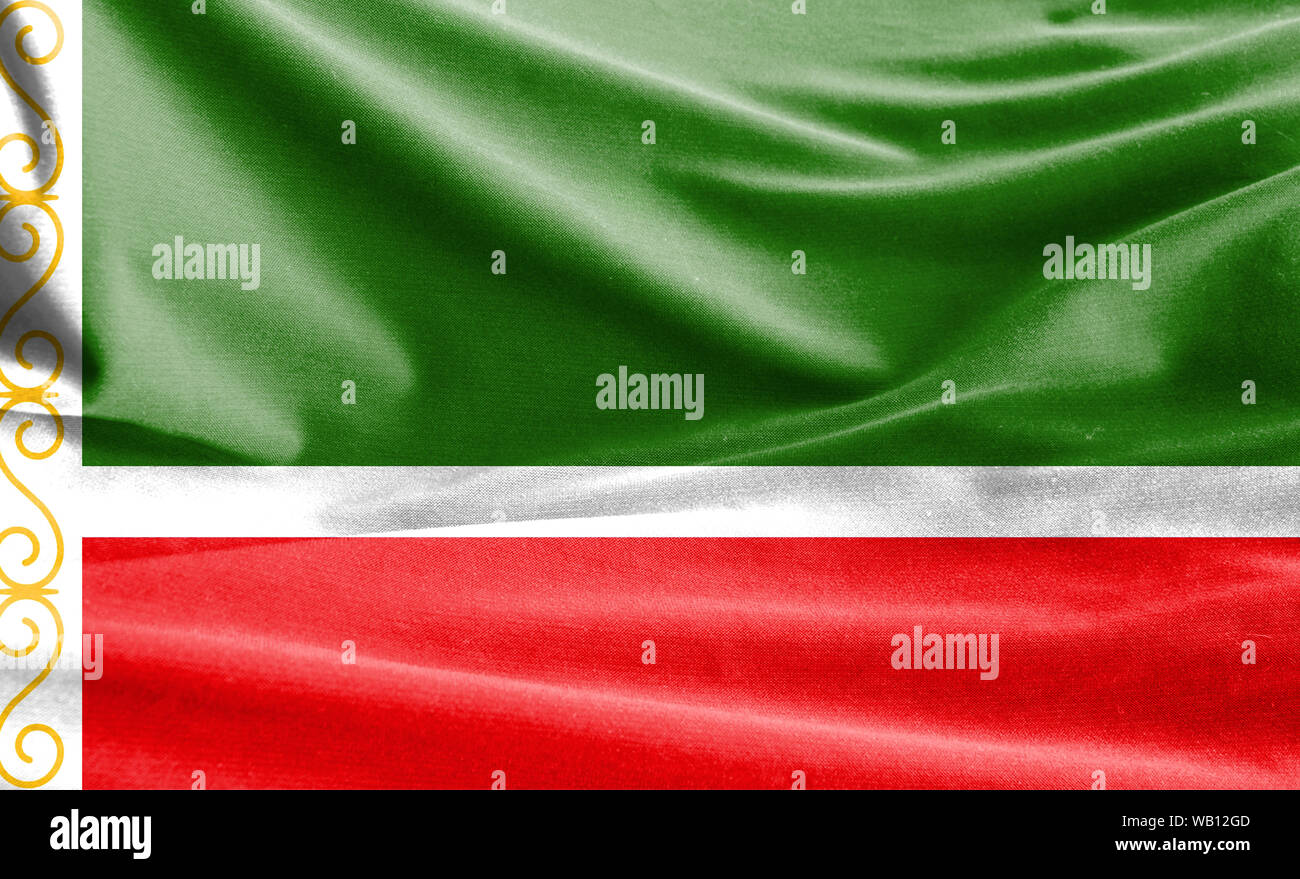 Realistic flag of Chechen Republic on the wavy surface of fabric Stock ...