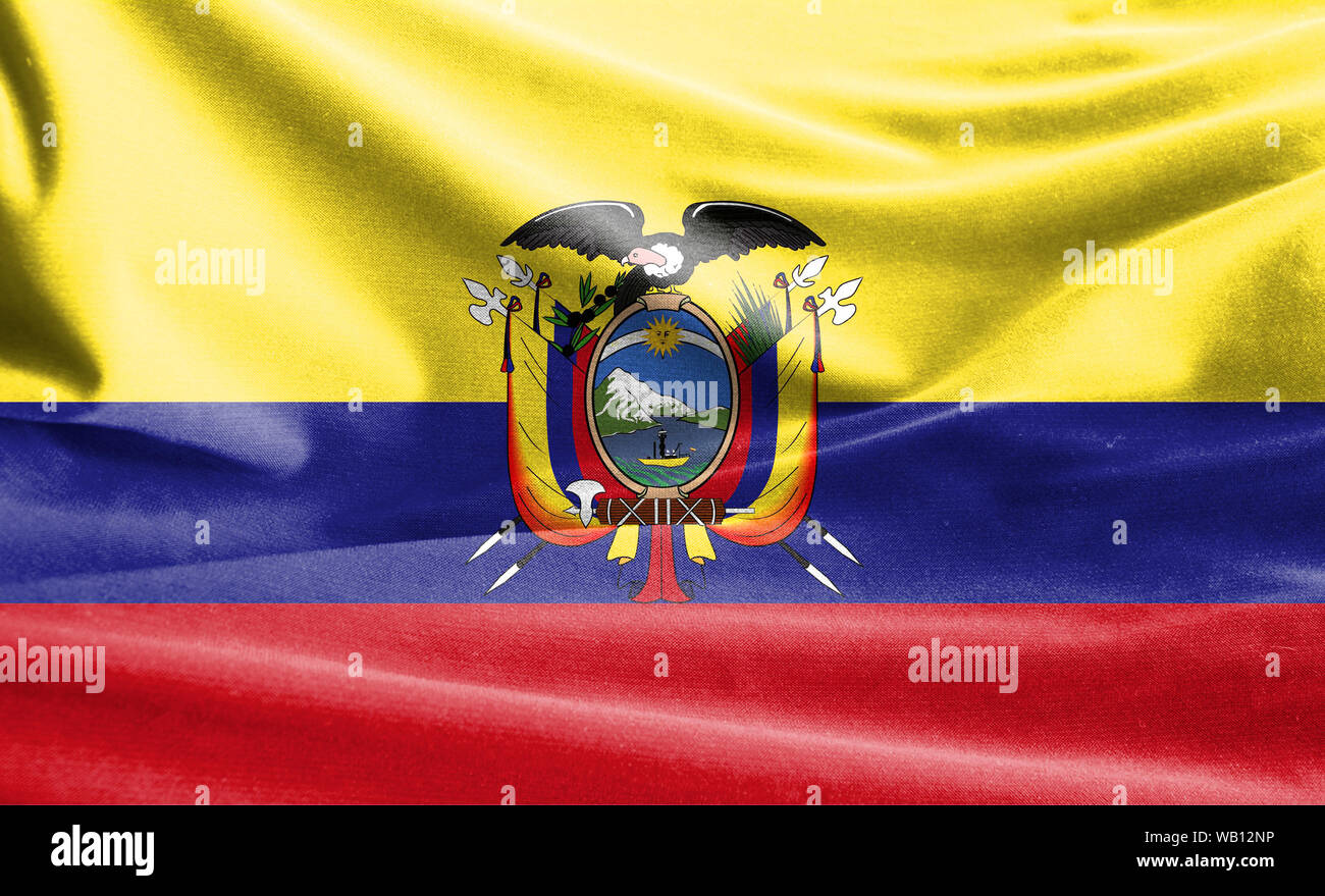 Realistic flag of Ecuador on the wavy surface of fabric Stock Photo - Alamy