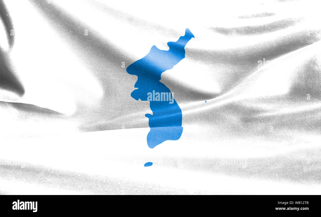 Realistic flag of Korean Unification on the wavy surface of fabric ...