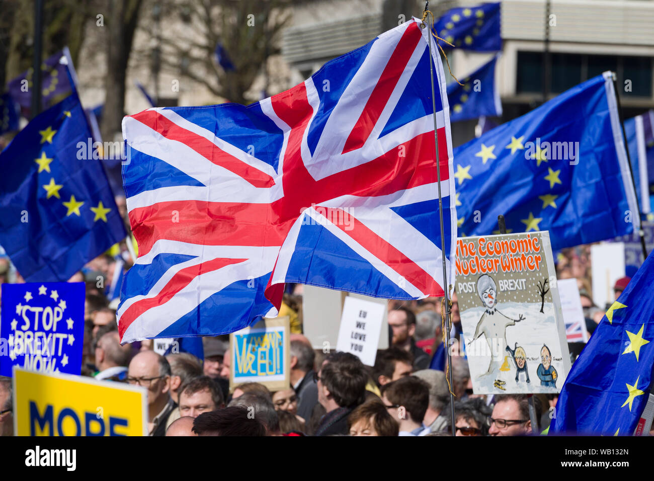 Unite for Europe, Pro European Union march, Park Lane, London, Britain ...