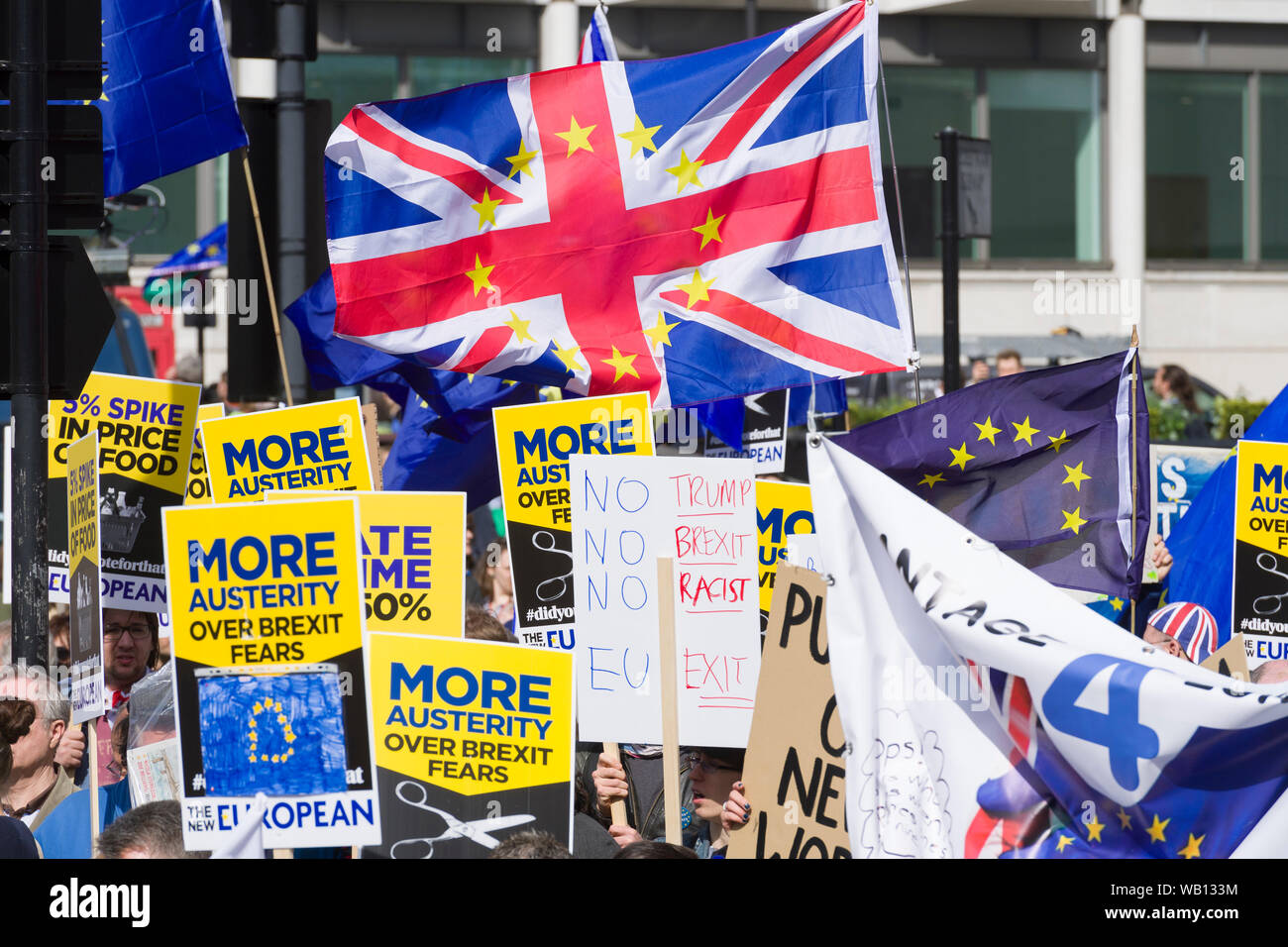 Unite for Europe, Pro European Union march, Park Lane, London, Britain ...