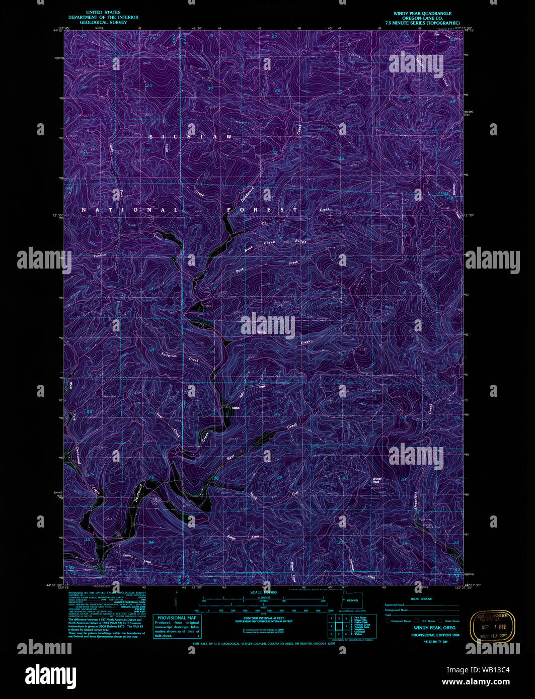 USGS Topo Map Oregon Windy Peak 282117 1984 24000 Inverted Restoration ...