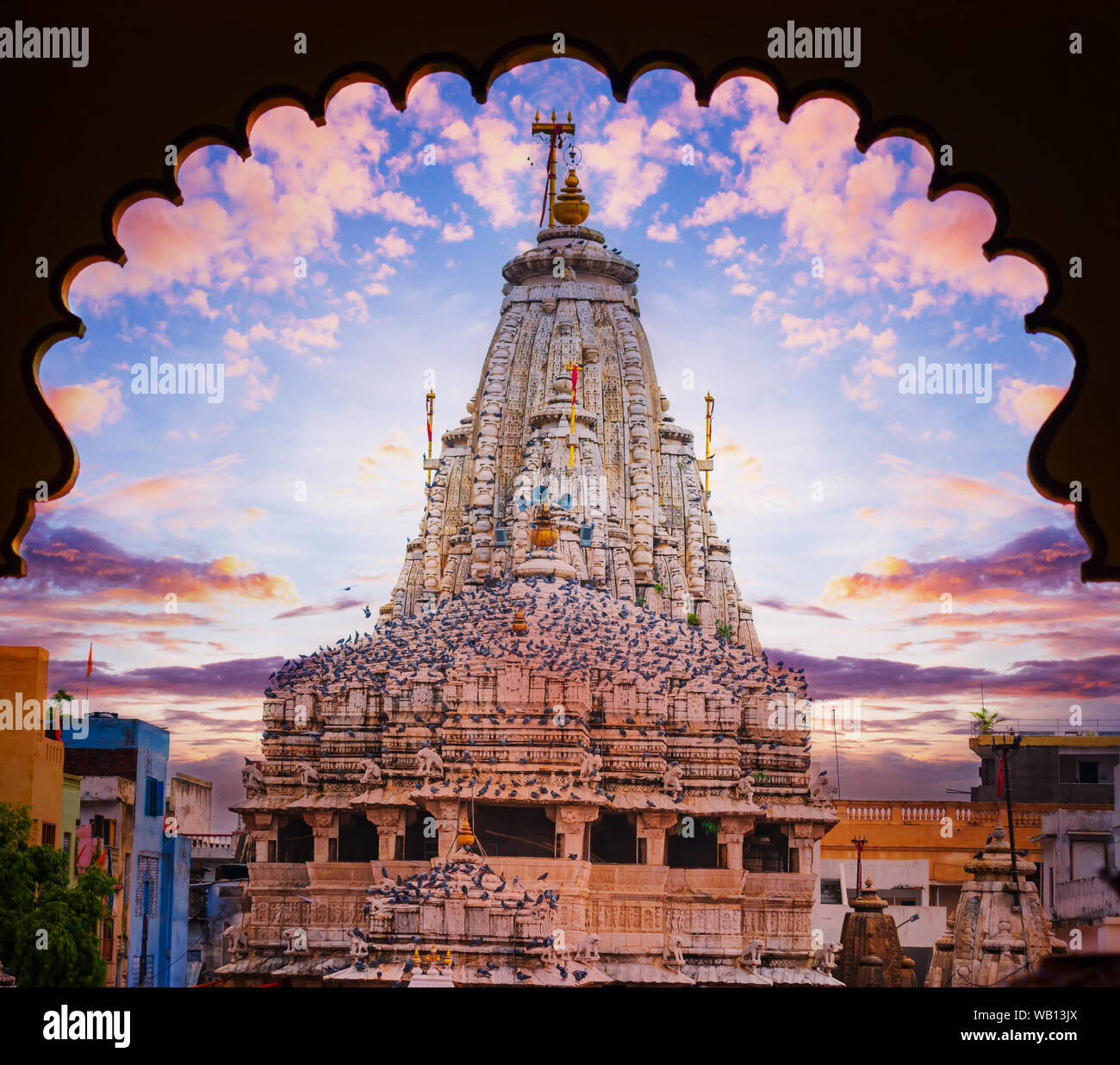 Jagdish temple during sunset also called jagnath temple in Udaipur ...