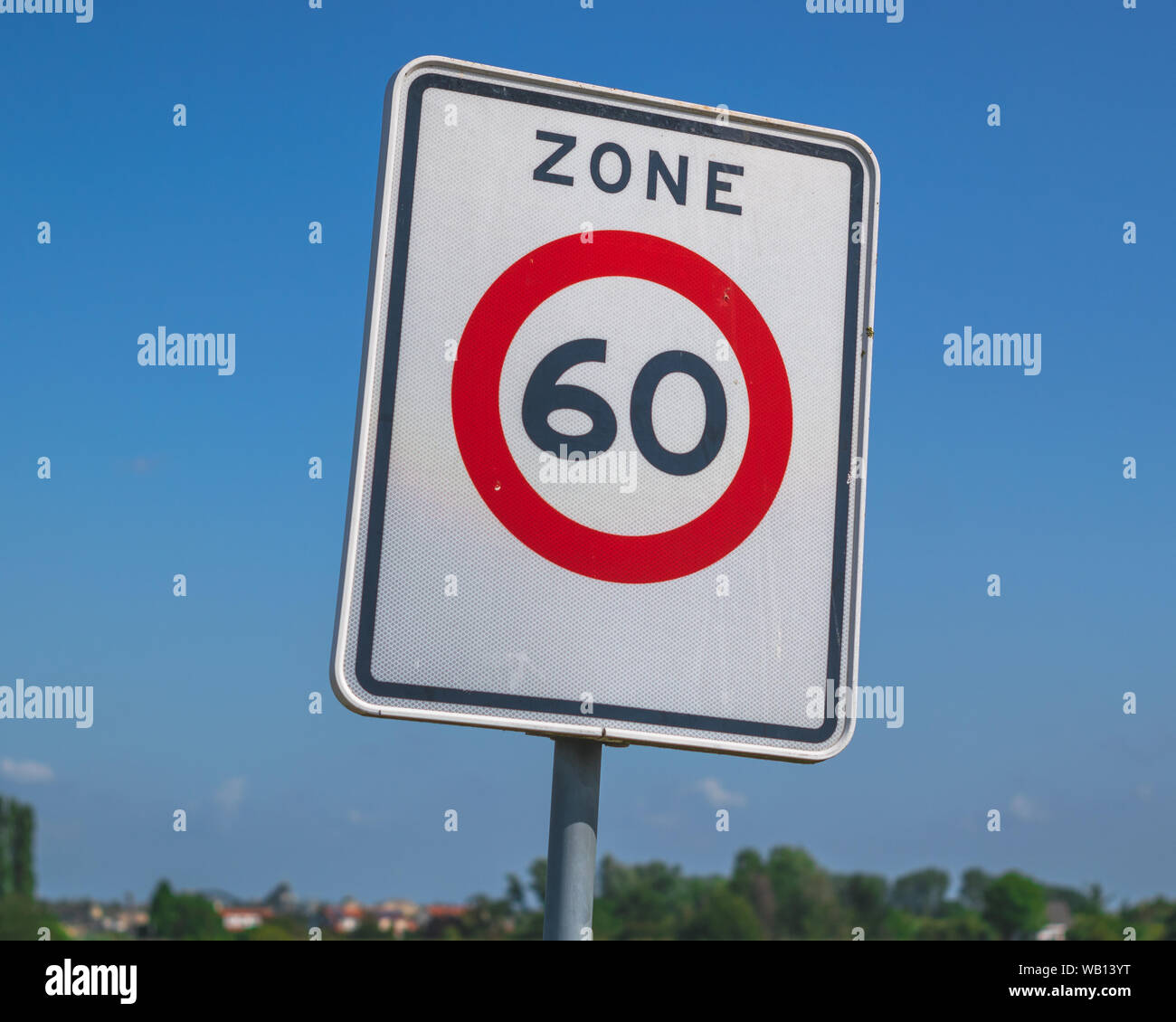 Dutch road sign: speed limit 60 km/h zone Stock Photo - Alamy