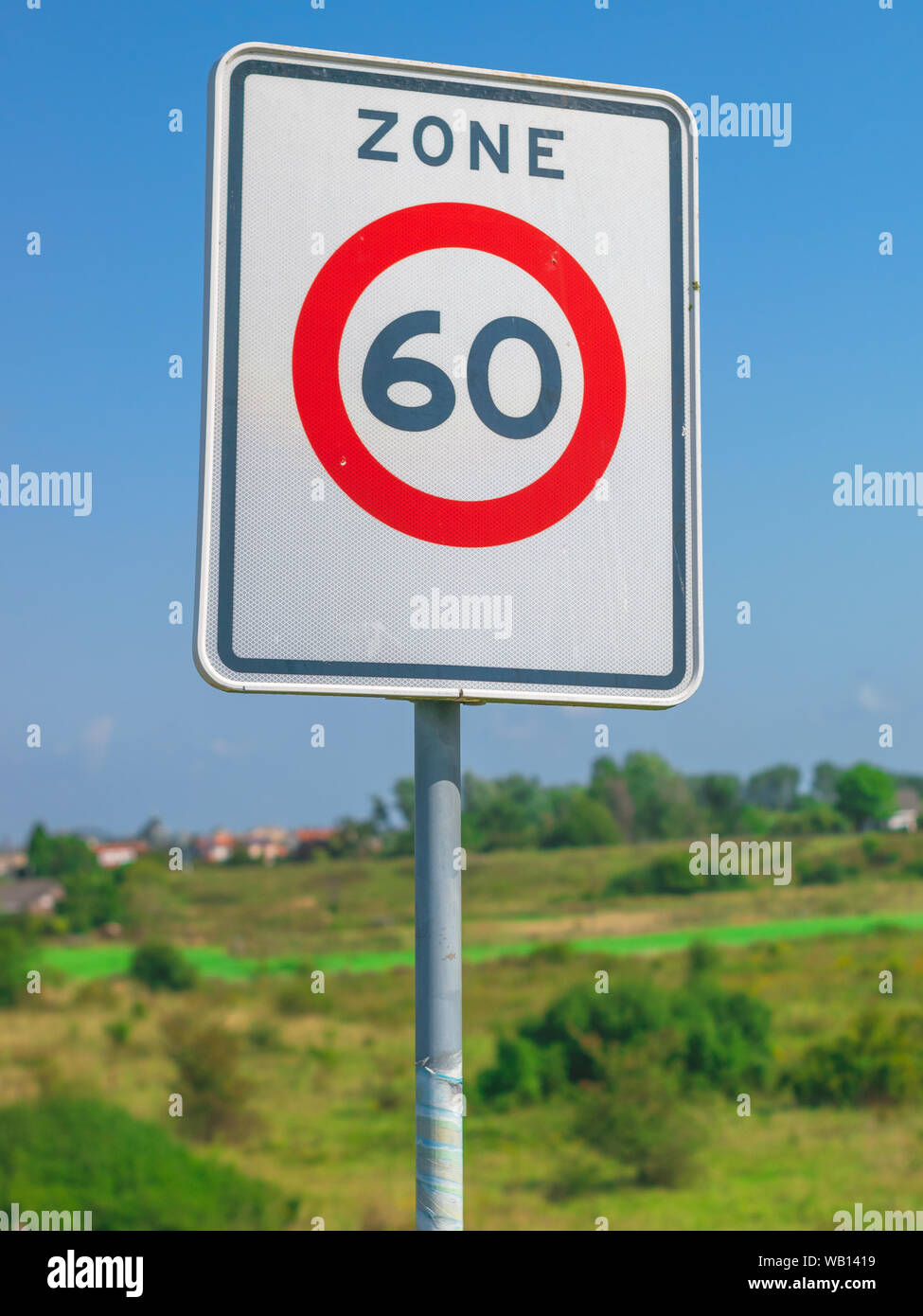 Dutch road sign: speed limit 60 km/h zone Stock Photo - Alamy