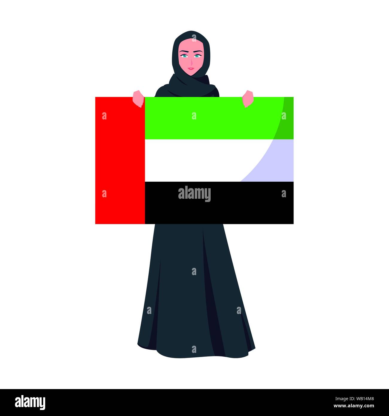 arab woman character in a hijab with flag national vector illustration ...