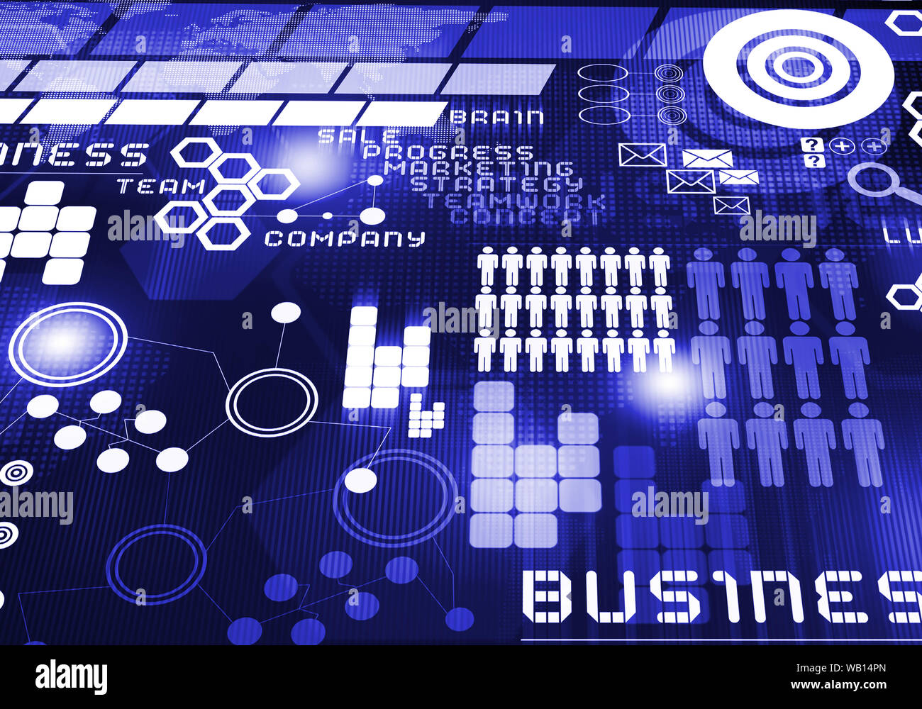 Digital business background image with icons on media screen Stock ...