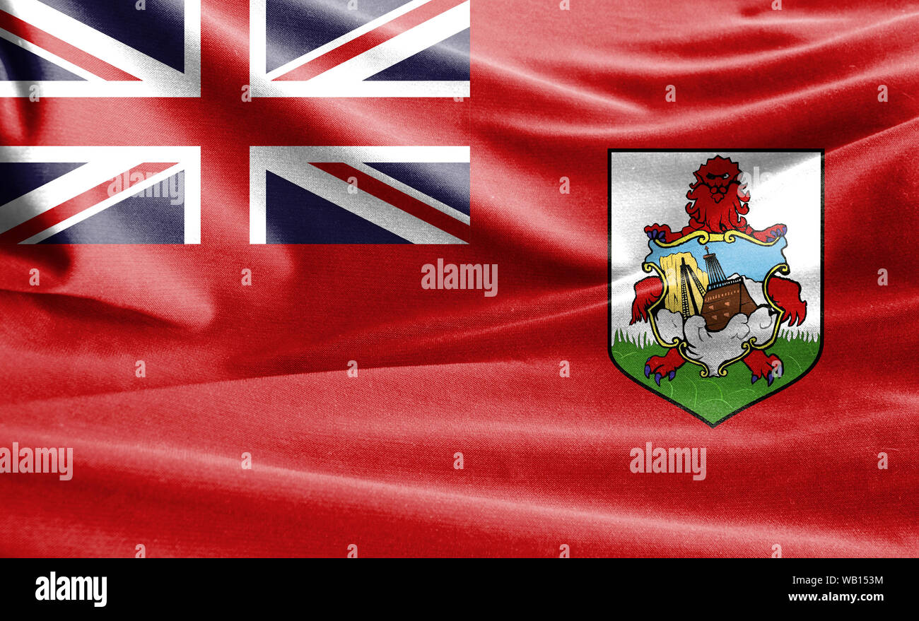 Realistic flag of Bermuda Islands on the wavy surface of fabric Stock ...