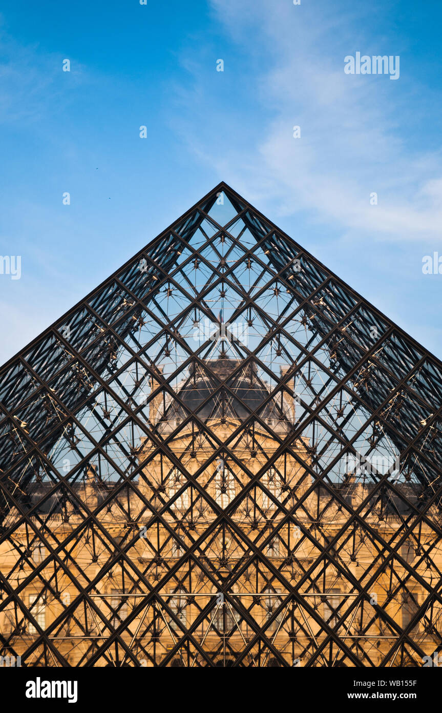 Glass Pyramid of Louvre, close up shot Stock Photo - Alamy