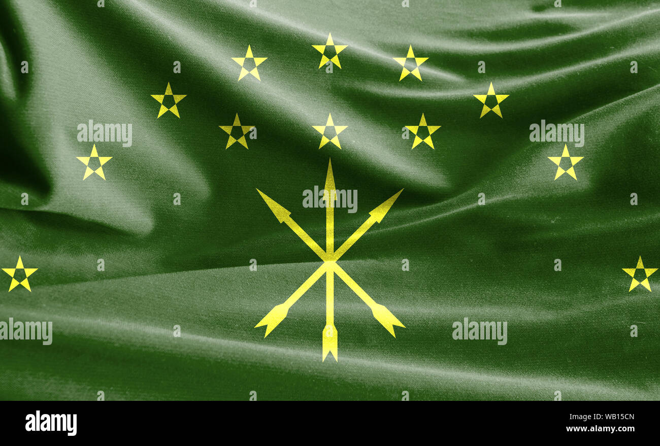 Realistic flag of Adygea on the wavy surface of fabric Stock Photo - Alamy