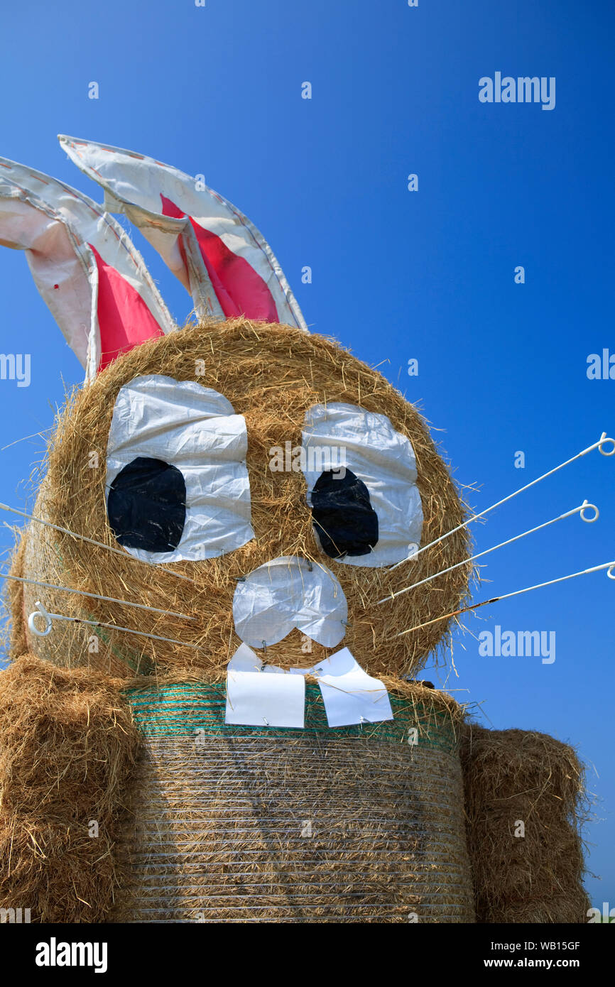 An easter bunny made out of hay bales by a local farmer, Guernsey Stock ...