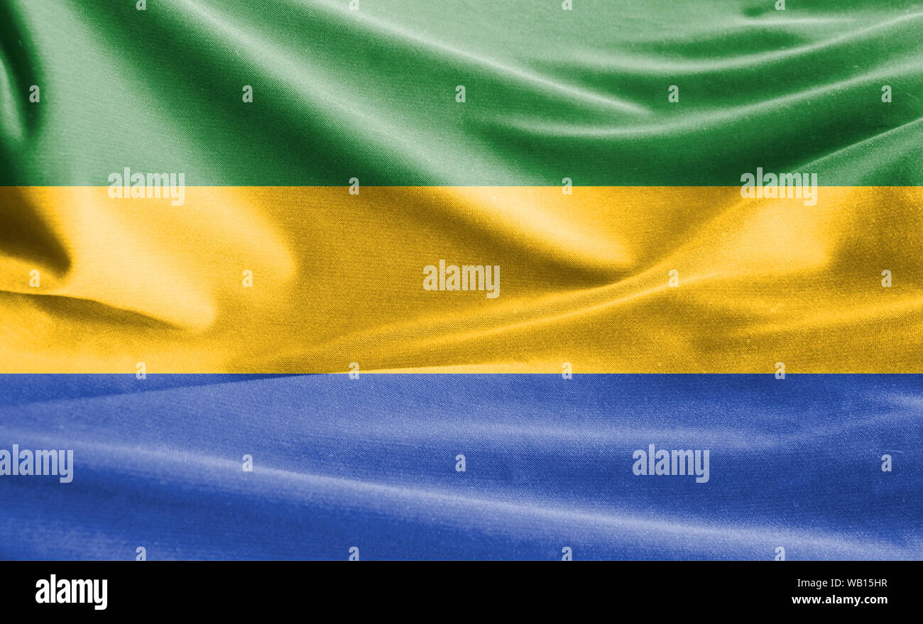 Realistic flag of Gabon on the wavy surface of fabric Stock Photo - Alamy