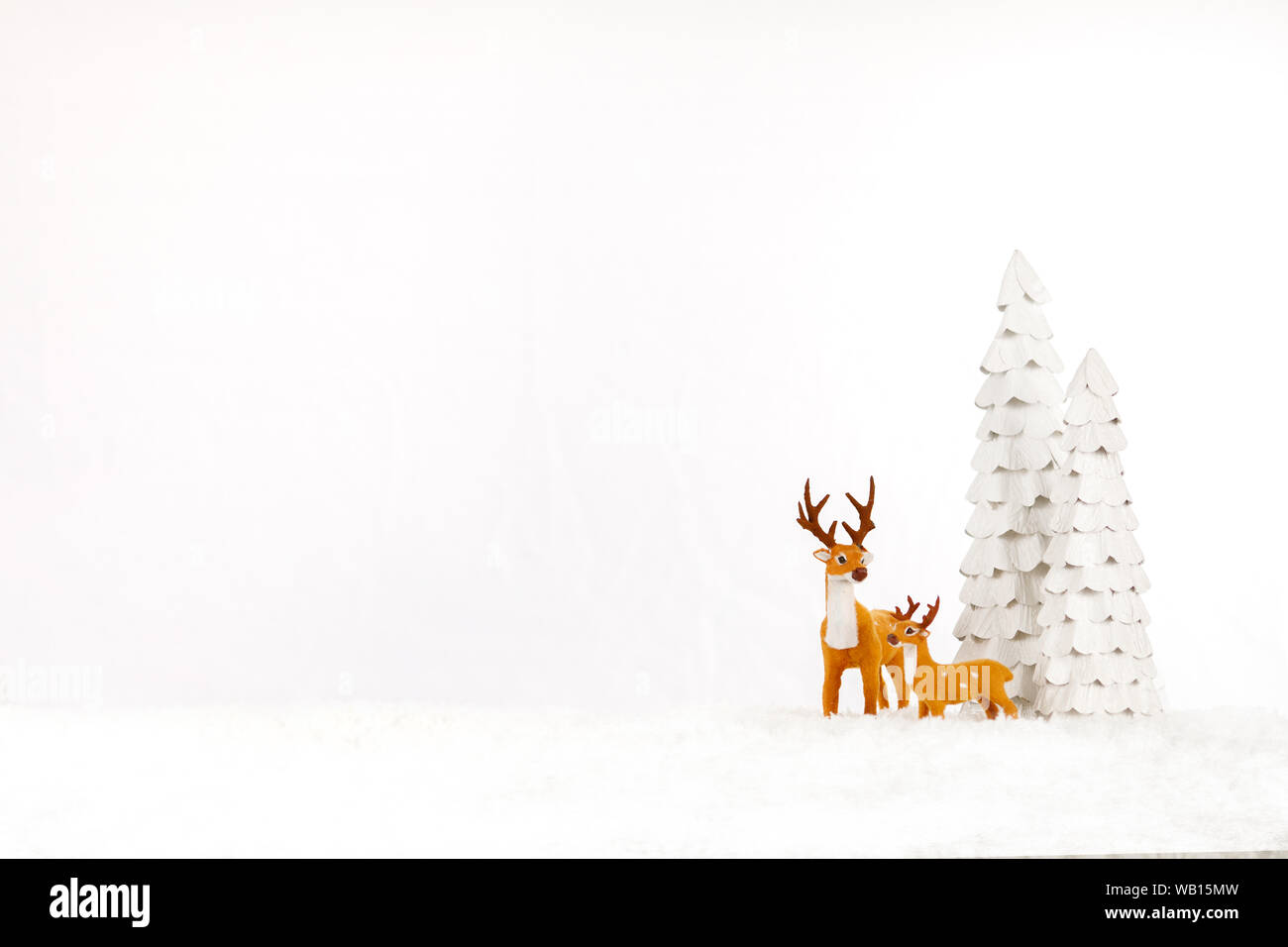Classic Christmas Reindeer Cartoon Decoration on a Snowy Shelf Stock ...