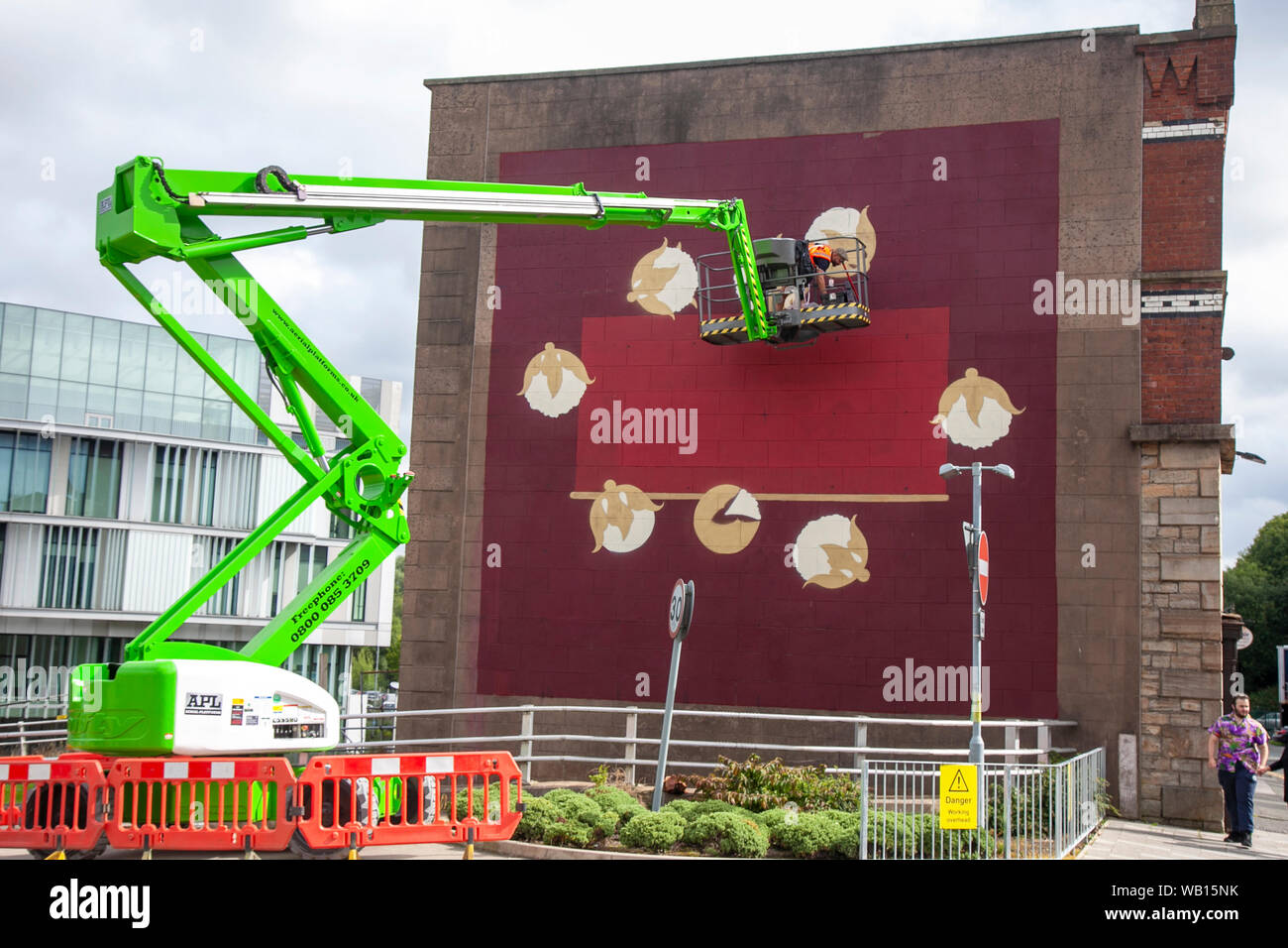 Rochdale, UK. 23rd Aug, 2019. Graffiti artists painting the town in ...