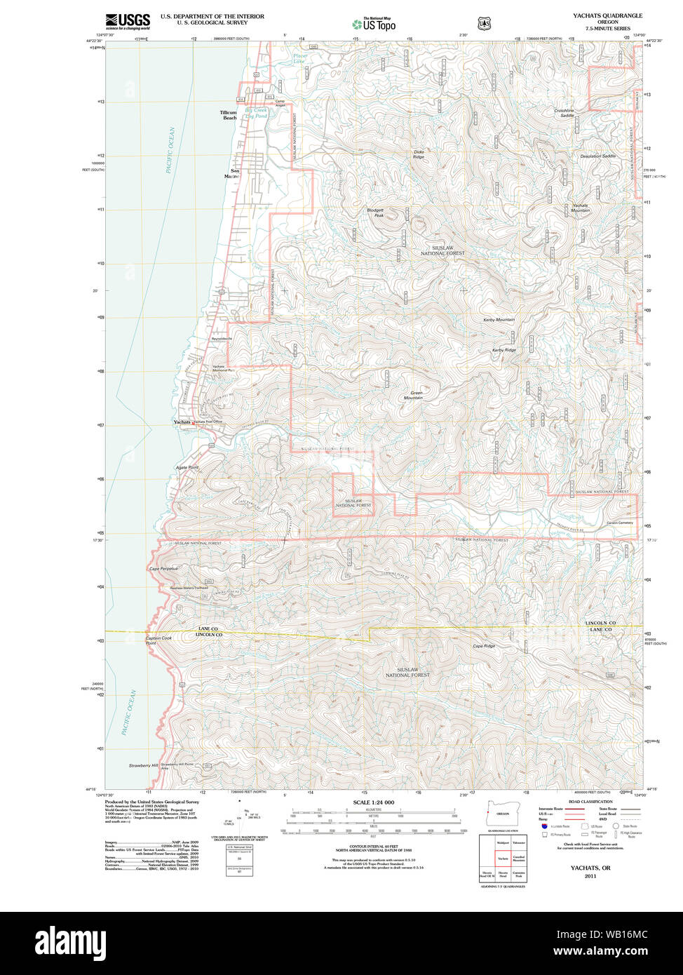 Map of yachats oregon Cut Out Stock Images & Pictures - Alamy