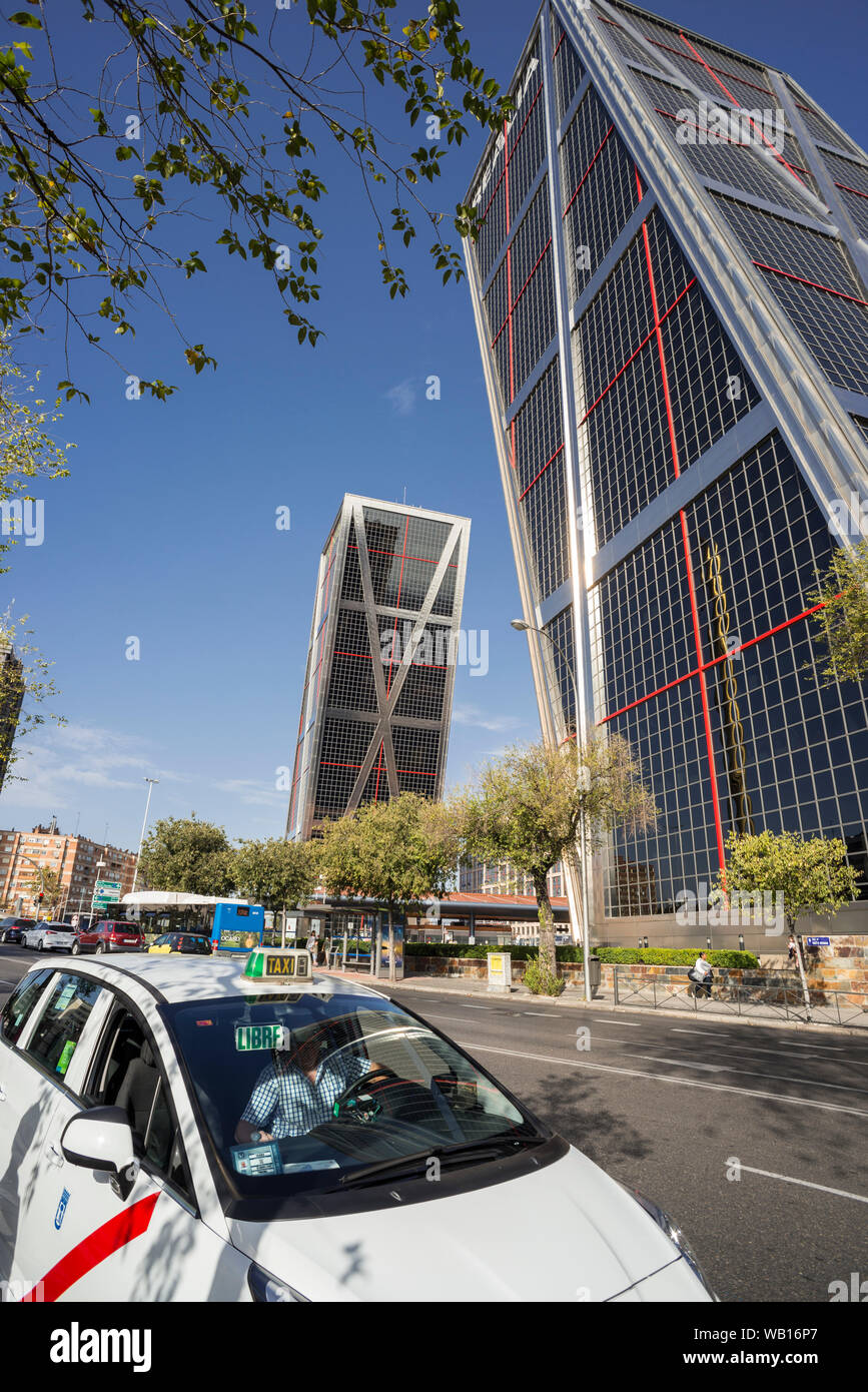 The Puerta de Europa, Gate of Europe, towers designed by Philip Johnson ...