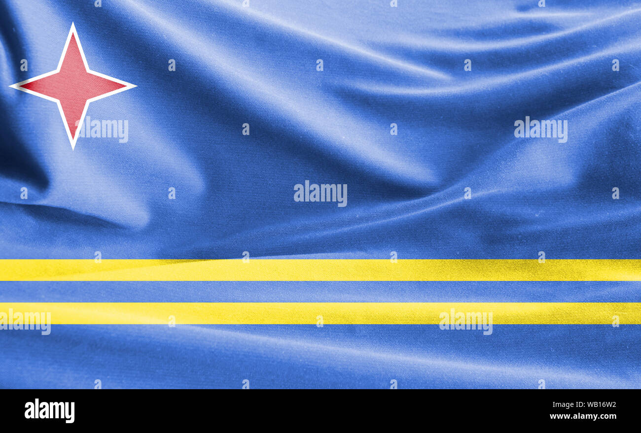 Realistic flag of Aruba on the wavy surface of fabric Stock Photo - Alamy