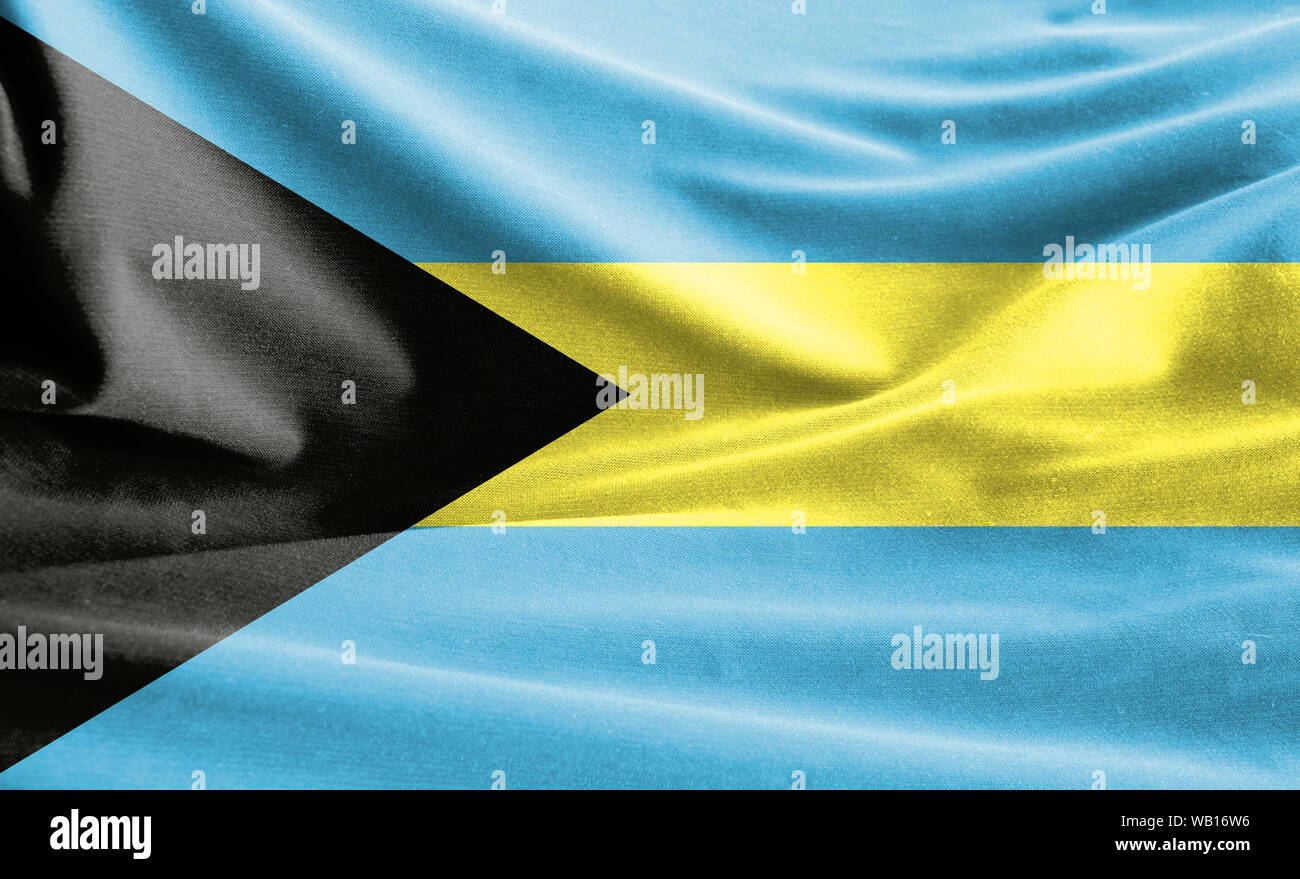 Realistic flag of Bahamas on the wavy surface of fabric Stock Photo - Alamy