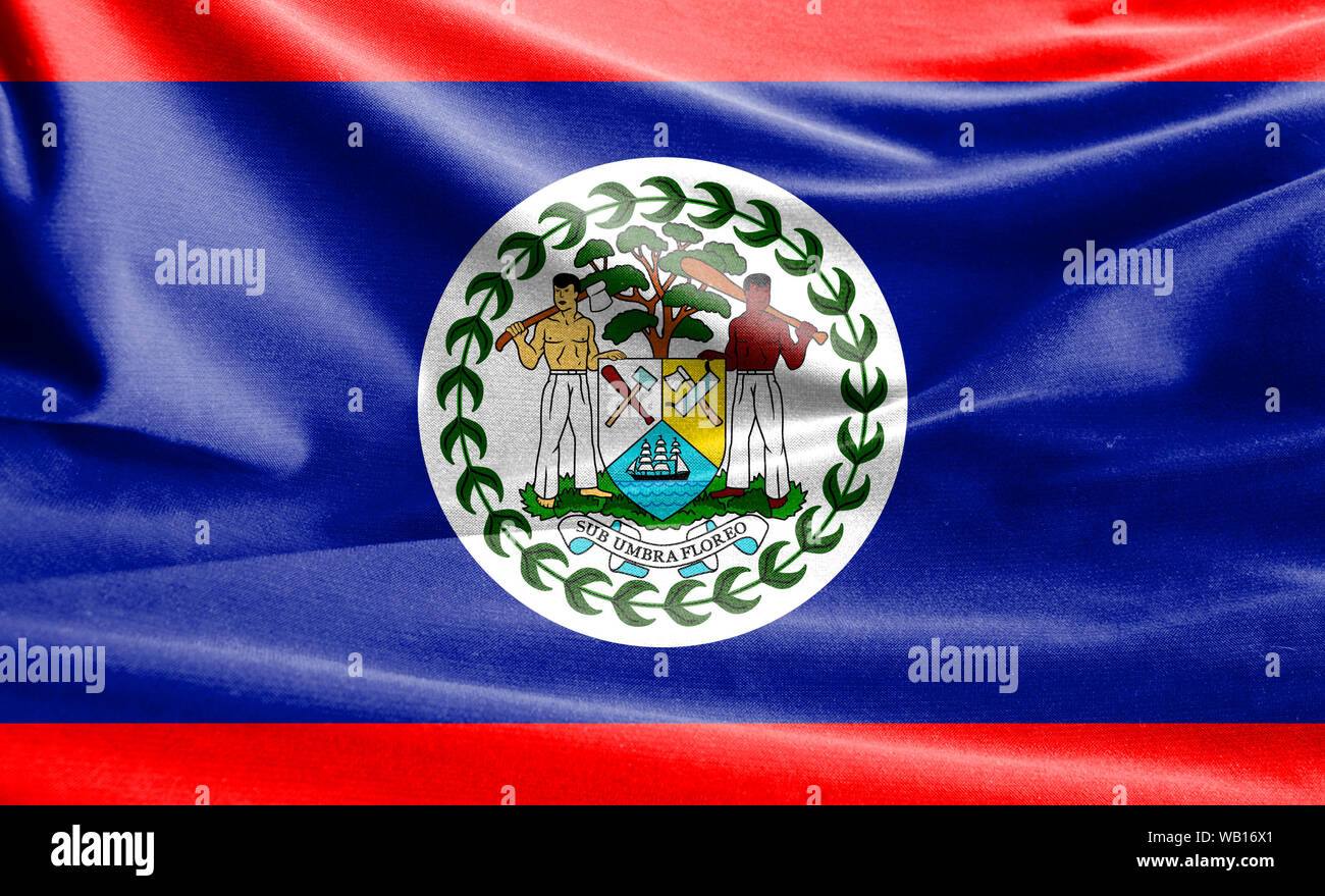 Realistic flag of Belize on the wavy surface of fabric Stock Photo - Alamy