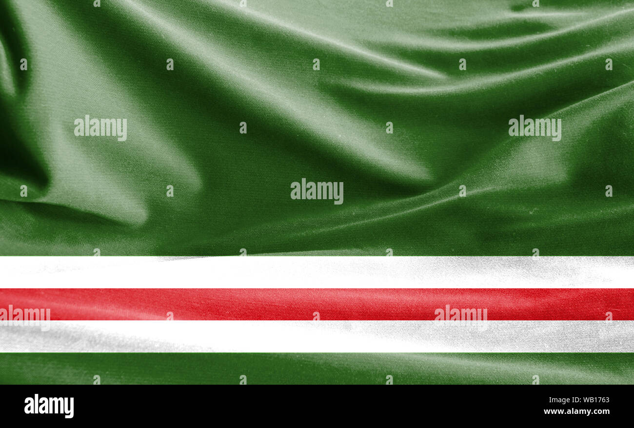 Realistic flag of Chechen Republic of Ichkeria on the wavy surface of ...
