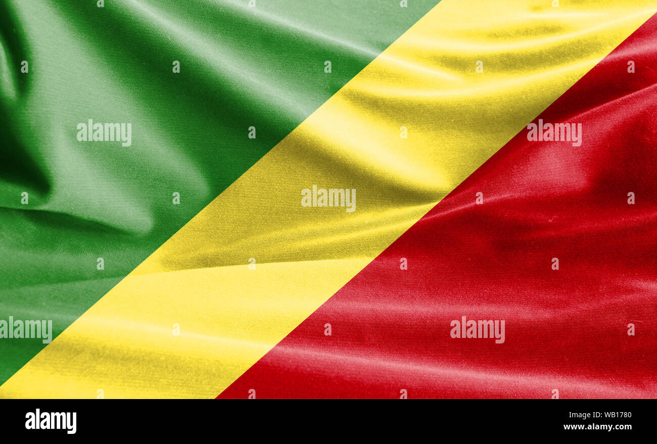 Realistic flag of Congo,Republic on the wavy surface of fabric Stock ...